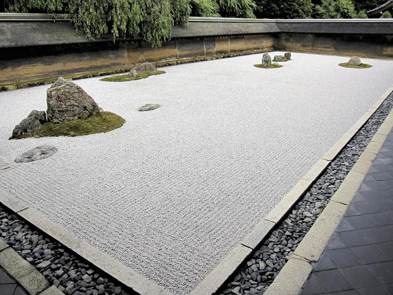 Secrets of Kyoto / Stone garden at Ryoanji temple:…